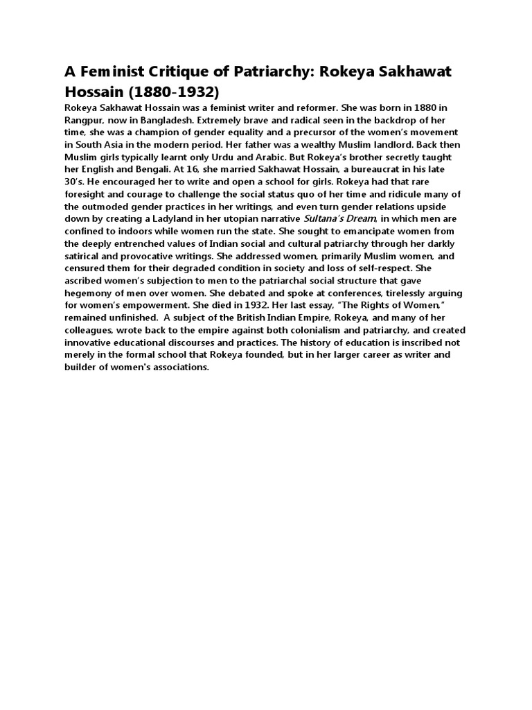 A Feminist Critique of Patriarchy-GirlUp | PDF