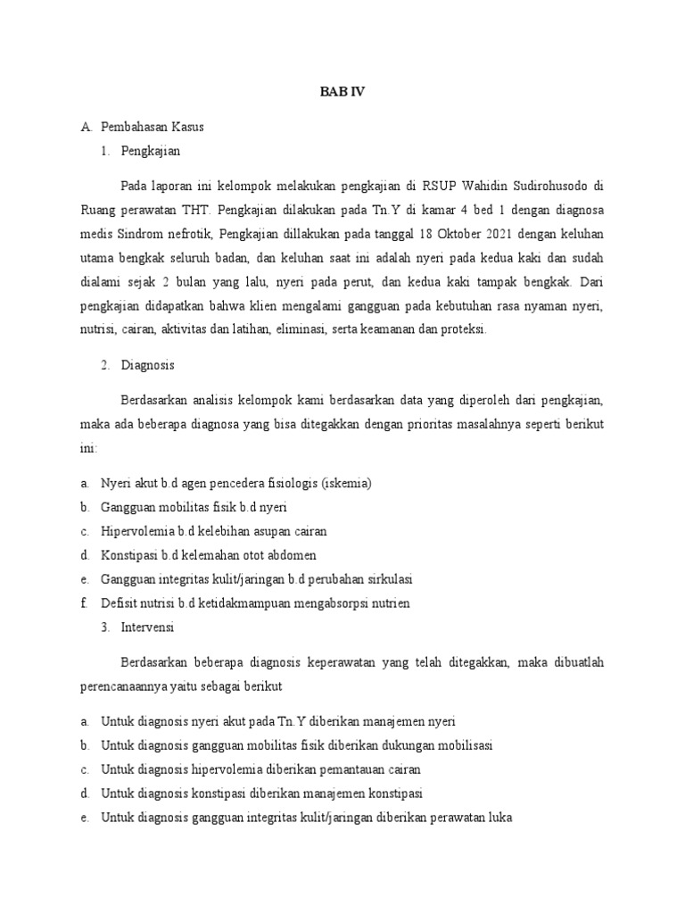 Contoh Pembahasan Kasus Askep | PDF