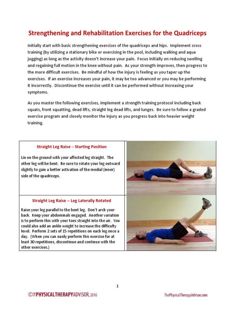Quadriceps Strengthening Exercises Guide | PDF | Strength Training | Knee