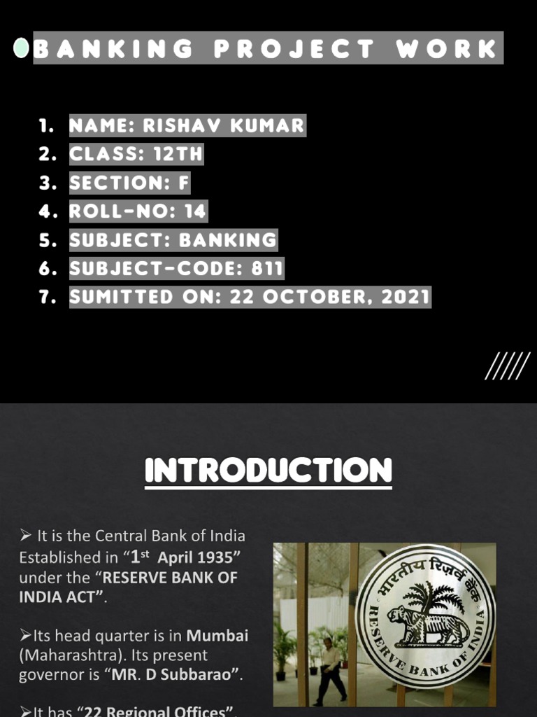 Banking Project Work by Rishav Kumar | PDF | Reserve Bank Of India | Banks