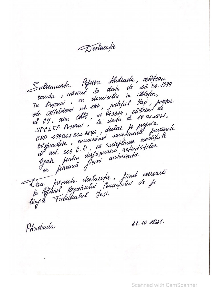 Declaratie Olografa | PDF