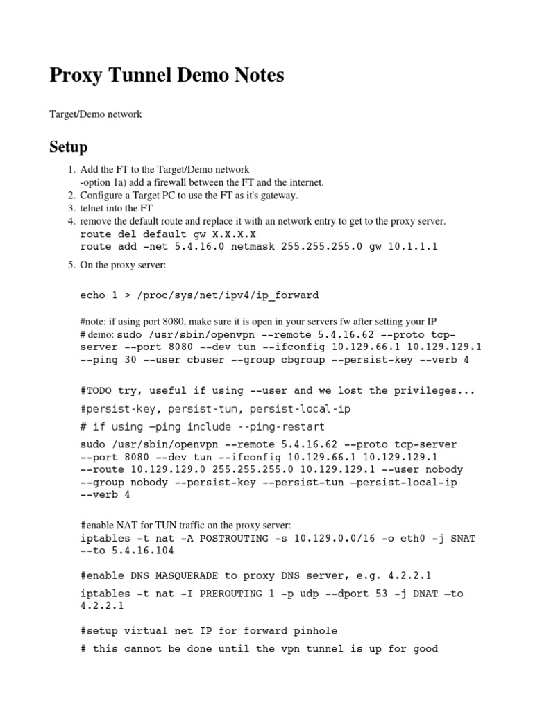 Proxy Tunnel Demo Notes: Setup | PDF | Proxy Server | Network Protocols