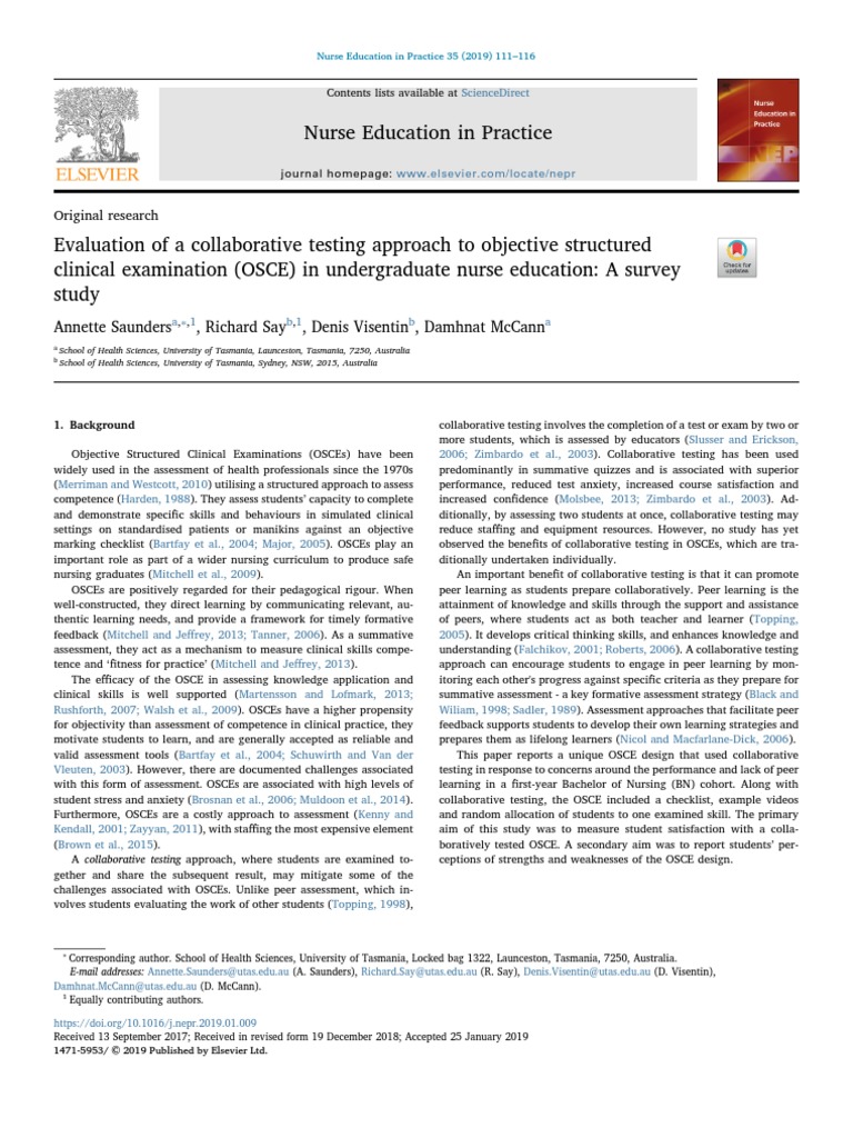 Nurse Education in Practice Vol 35 A8 | PDF | Educational Assessment ...