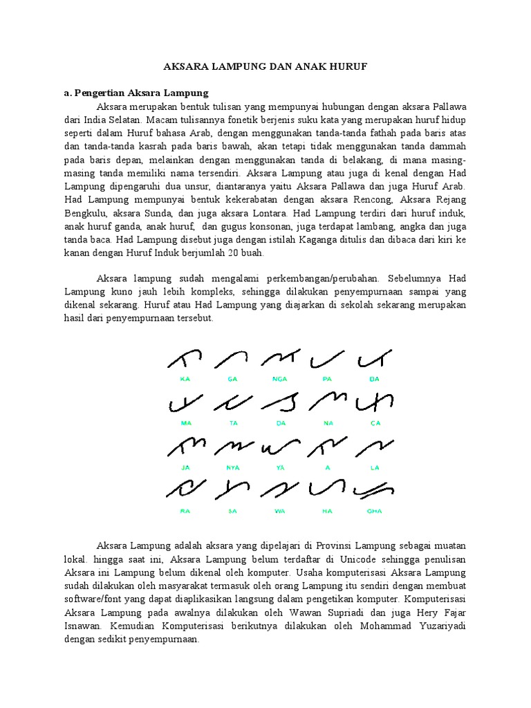 Aksara Lampung Dan Anak Huruf 2 | PDF
