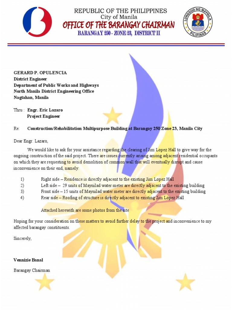 Brgy 250 Request Letter | PDF