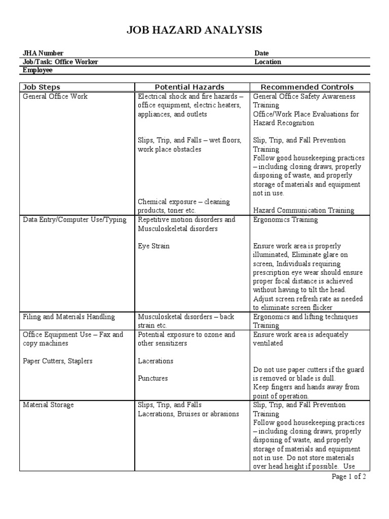 Job Hazard | PDF | Occupational Safety And Health | Human Factors And ...