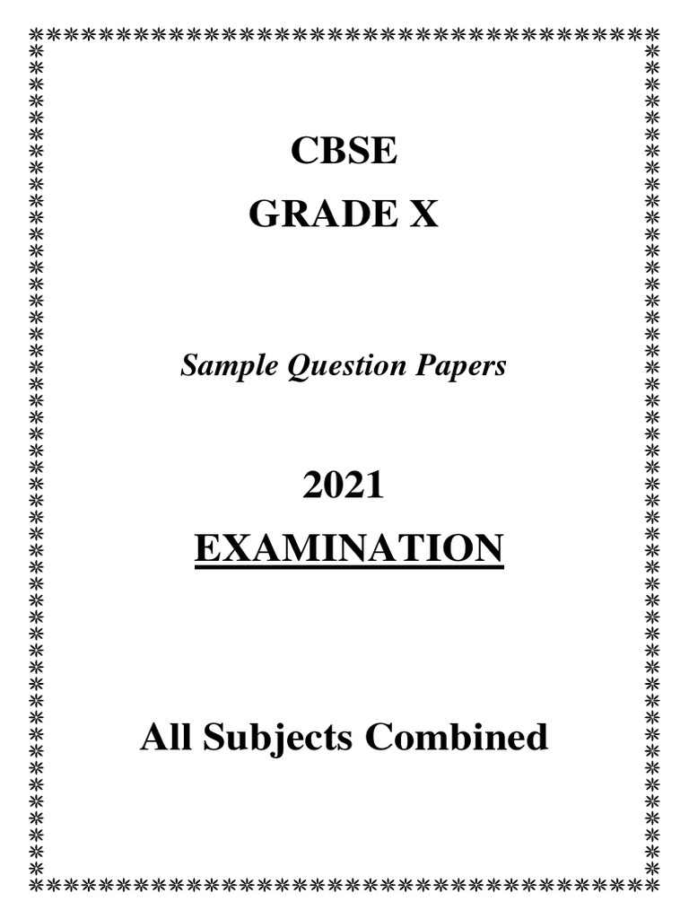 CBSE Class 10 Sample Papers 2021 | PDF