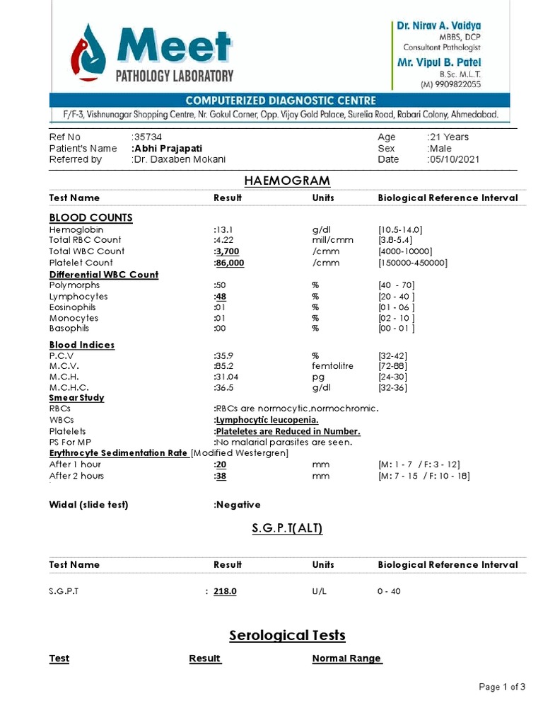 Haemogram: Blood Counts | PDF | White Blood Cell | Medical Specialties