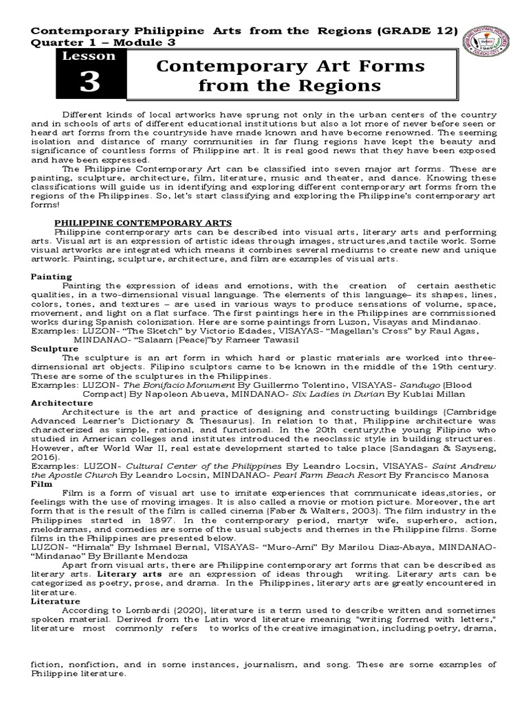 Contemporary Philippine Arts From The Regions MODULE 3 | PDF ...