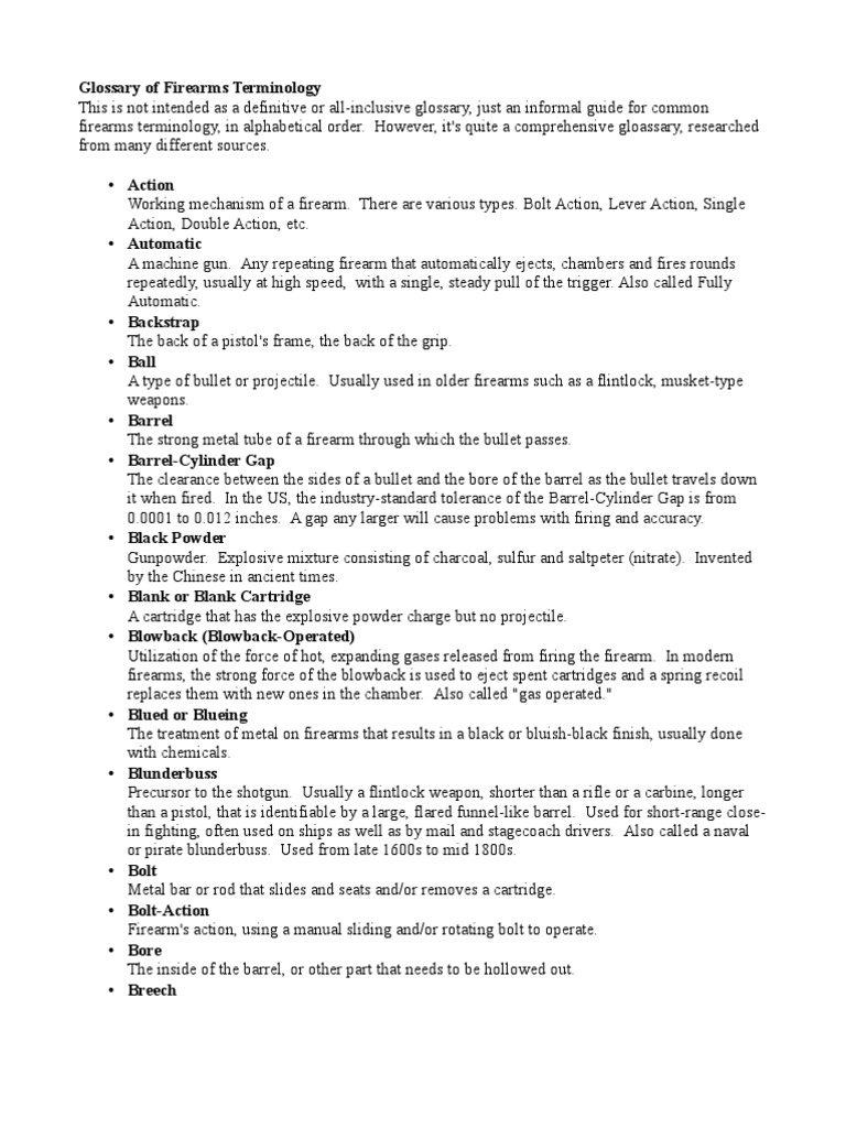 Firearms Terminology | PDF | Firearms | Cartridge (Firearms)