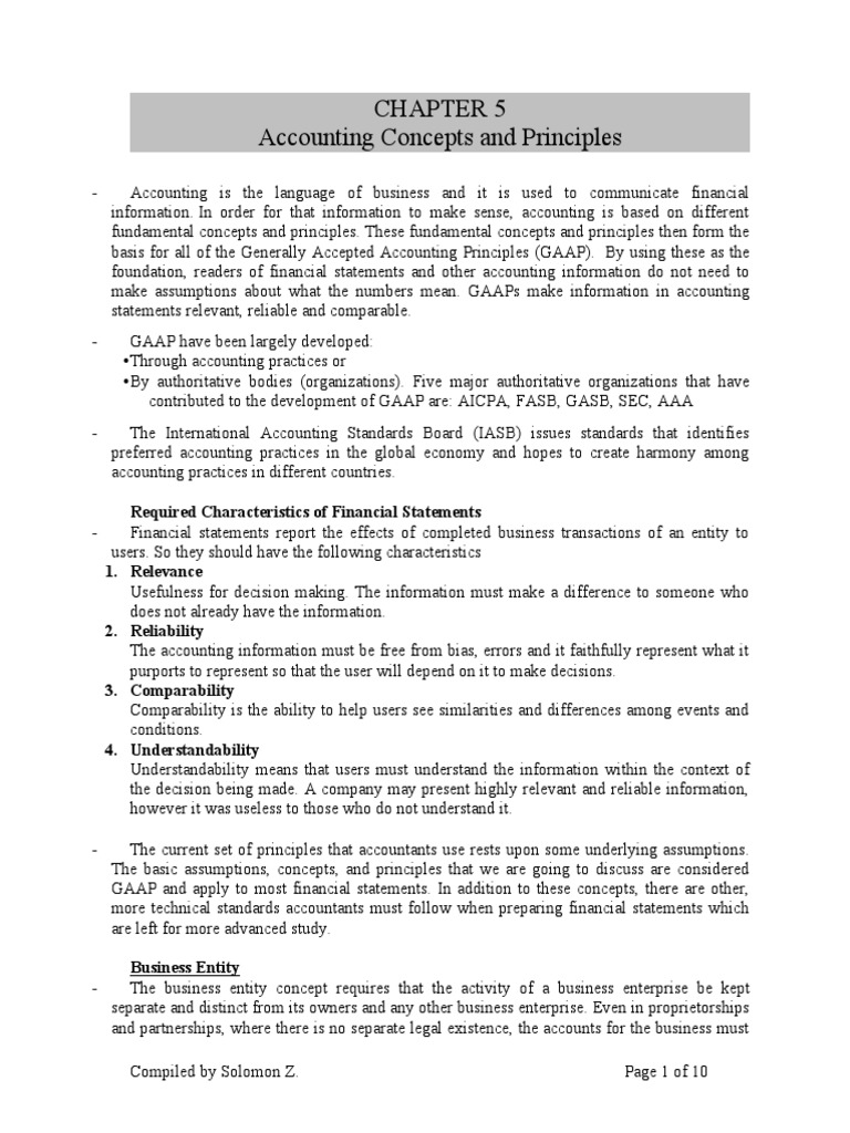 Chapter 5 Principls and Concepts | PDF | Generally Accepted Accounting ...