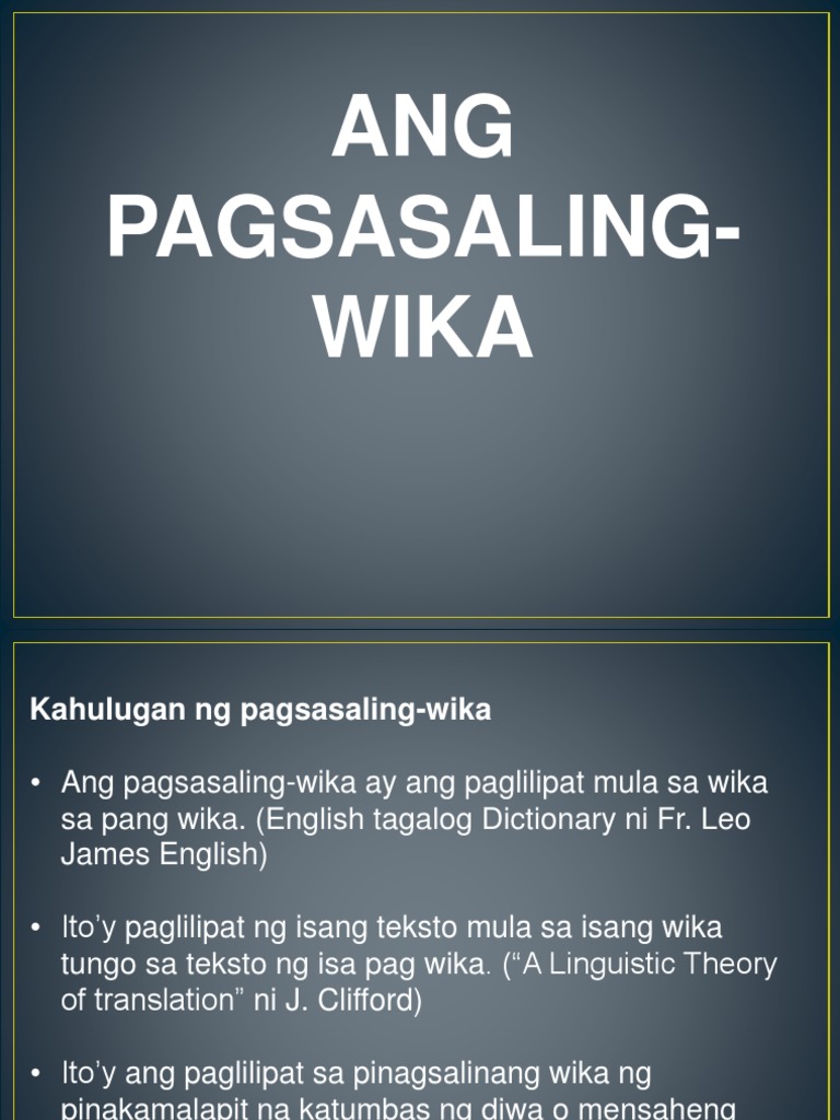 Pagsasaling Wika | PDF
