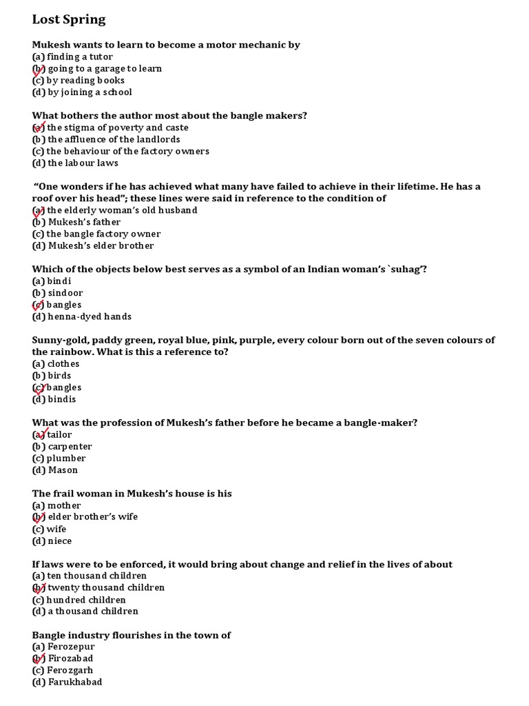 Lost Spring MCQ | PDF