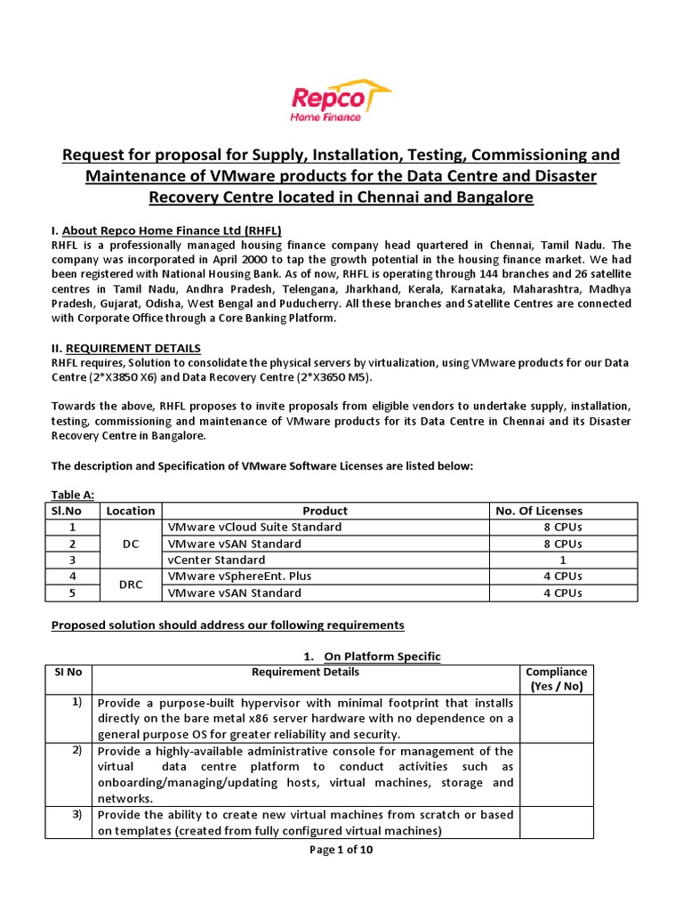 RFP VMware | PDF | Virtualization | Virtual Machine