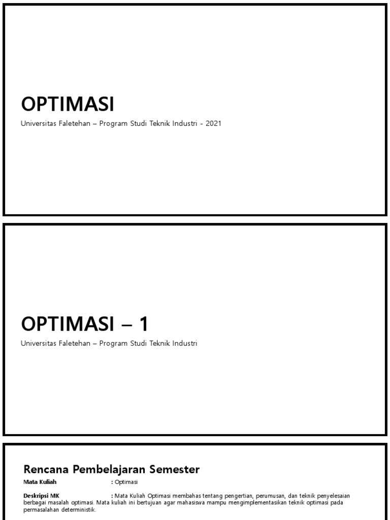 Materi - Optimasi 2021 - W1, W2 | PDF