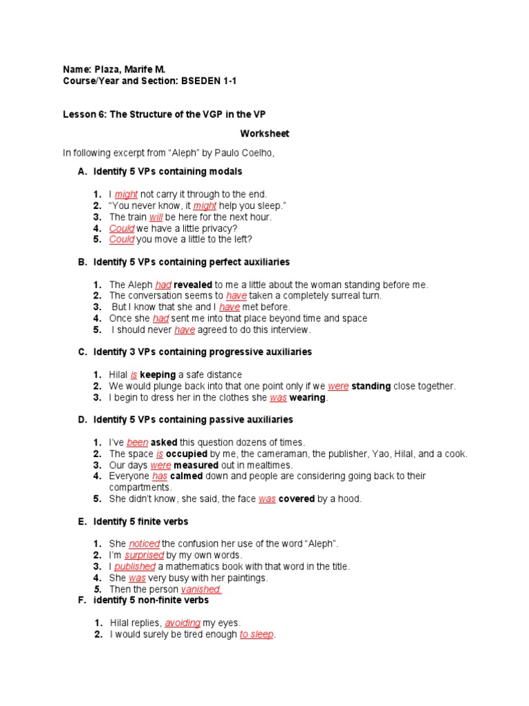Lesson 6-8 Worksheet | PDF | Clause | Grammar