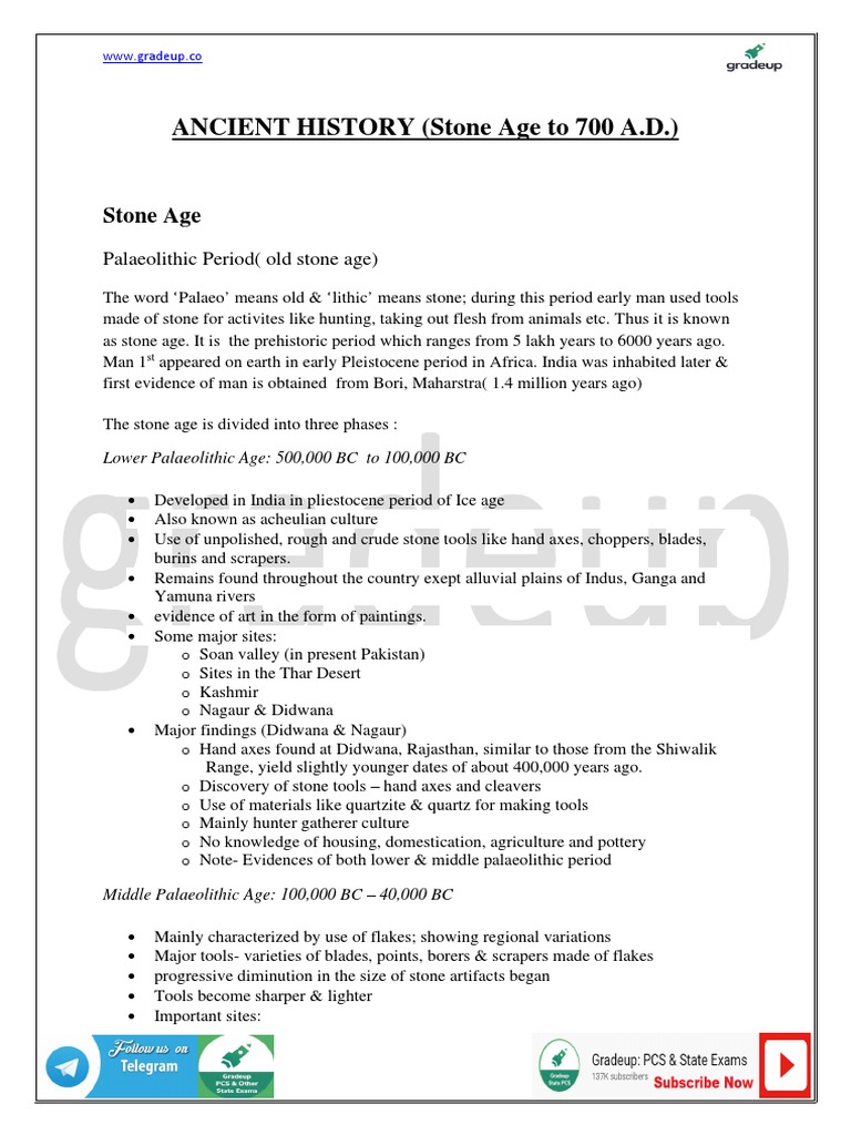 ANCIENT HISTORY (Stone Age To 700 A.D.) | PDF