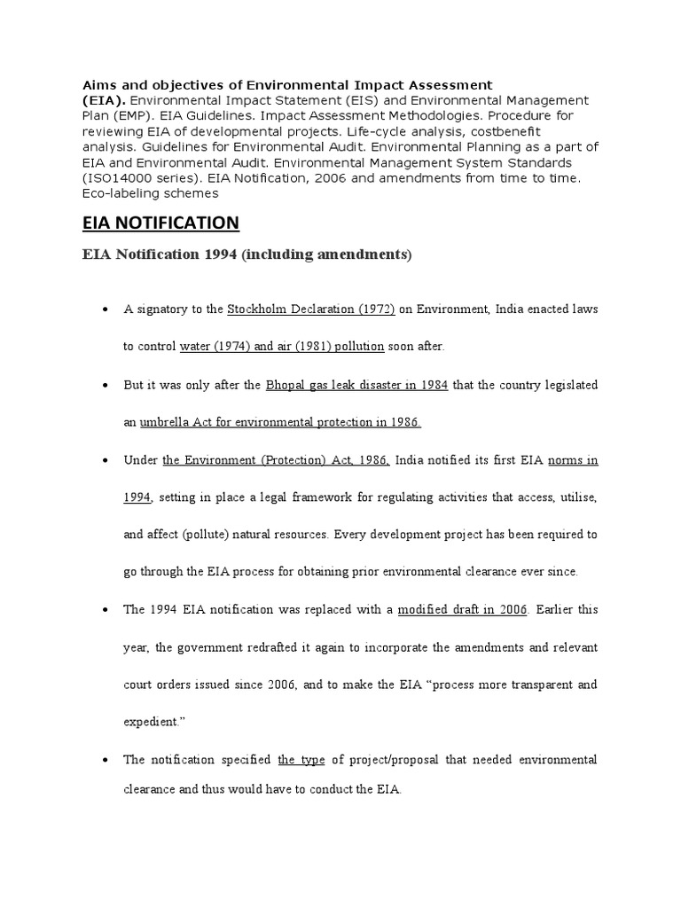 EIA Notification 1994 (Including Amendments) | PDF | Environmental ...