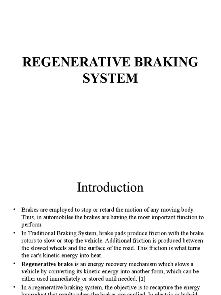 Regenerative Braking System Overview | PDF | Brake | Vehicles