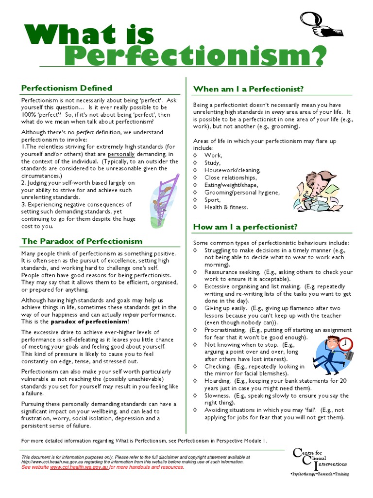 Perfectionism Information Sheet - 01 - What Is Perfectionism | PDF ...