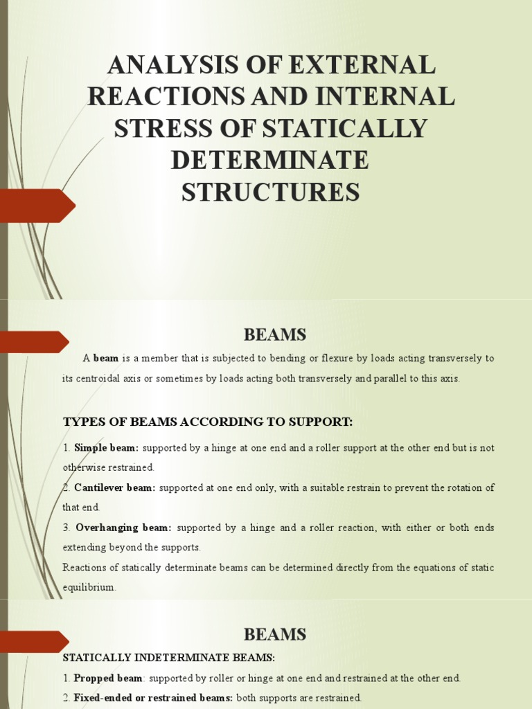 04 Analysis of External Reactions and Internal Stress of Statically Determinate Structures | PDF ...