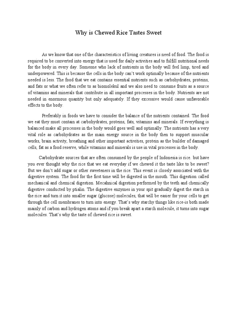 Why Is Chewed Rice Tastes Sweet | PDF