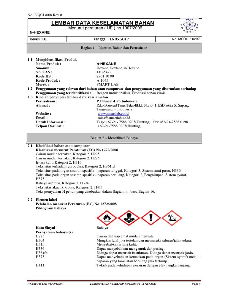 MSDS n-HEXANE (INDO) | PDF | Pengembangan Diri