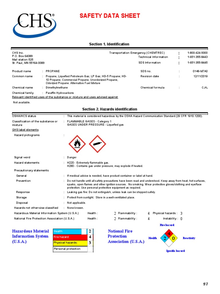 MSDS PROPANE - Nov | Download Free PDF | Propane | Firefighting
