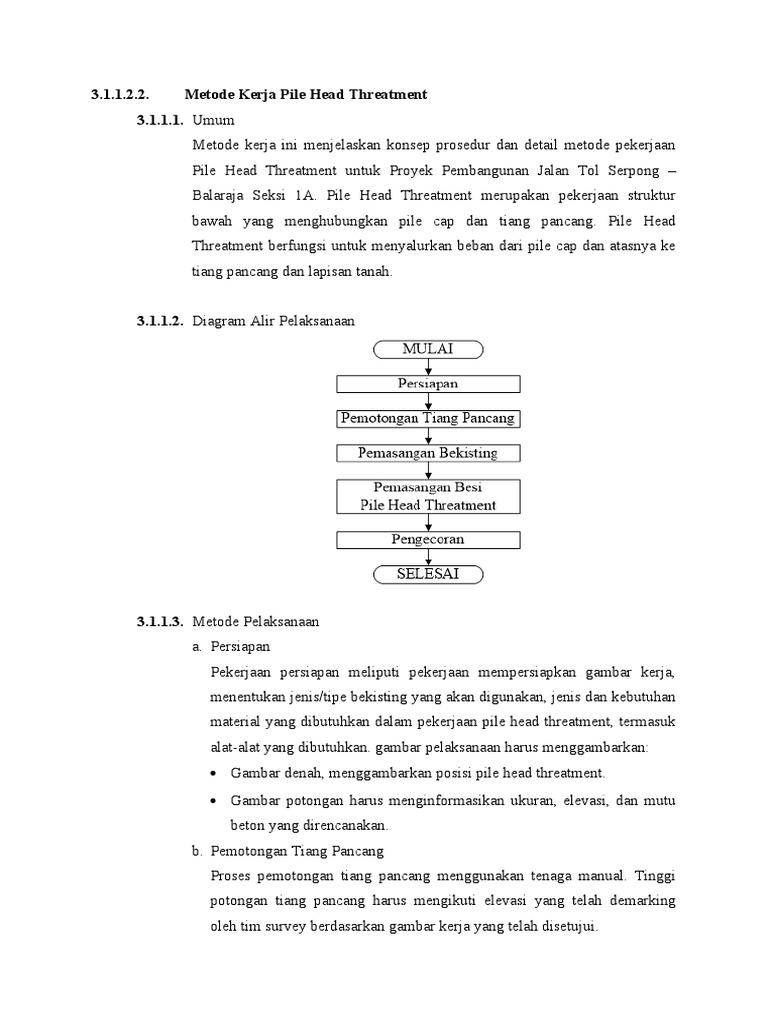 Metode Pekerjaan Pile Head Treatment | PDF