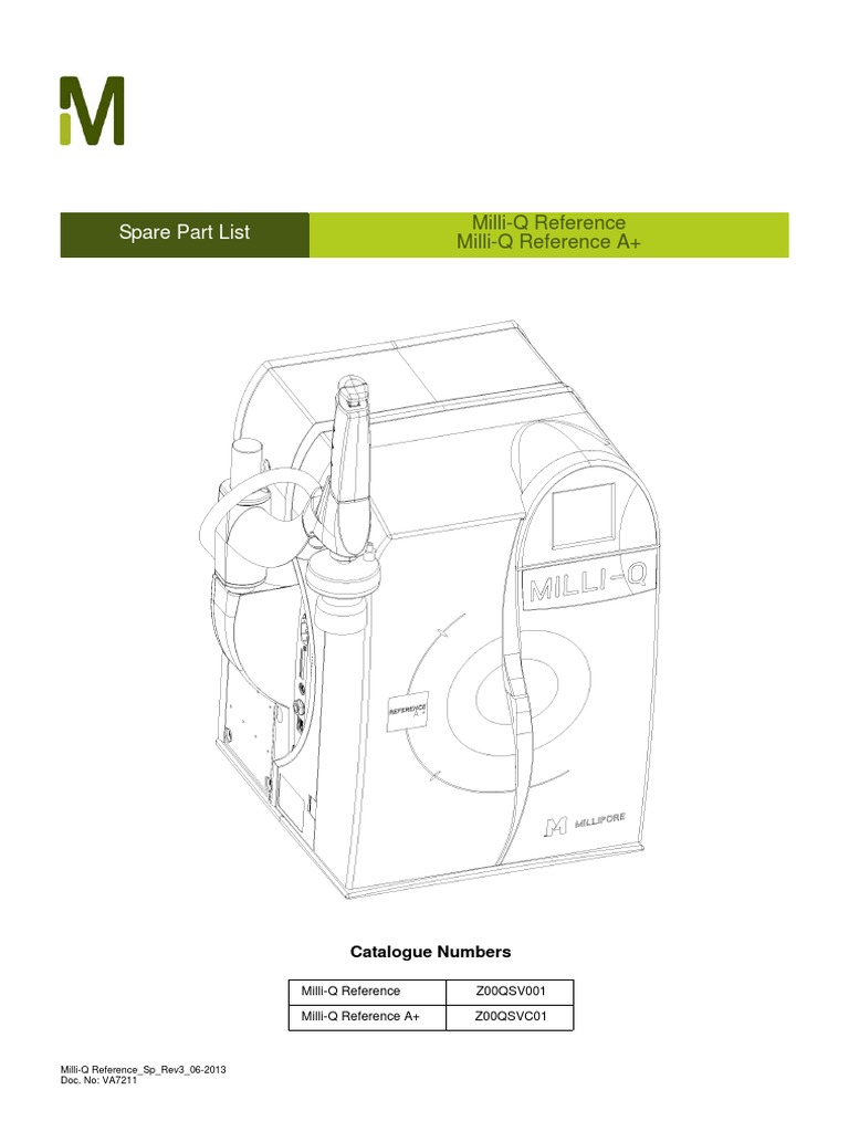 Milli-Q Reference A+ Spare Parts List | PDF | Gas Technologies | Gases