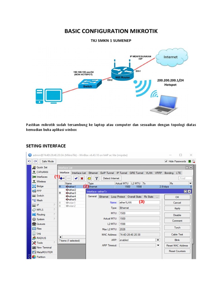 Konfigurasi Dasar Mikrotik untuk Hotspot Sekolah | PDF