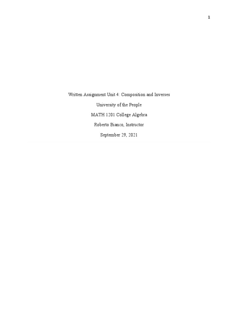 Written Assignment Unit 4 MATH 1201 | PDF | Function (Mathematics) | Functions And Mappings