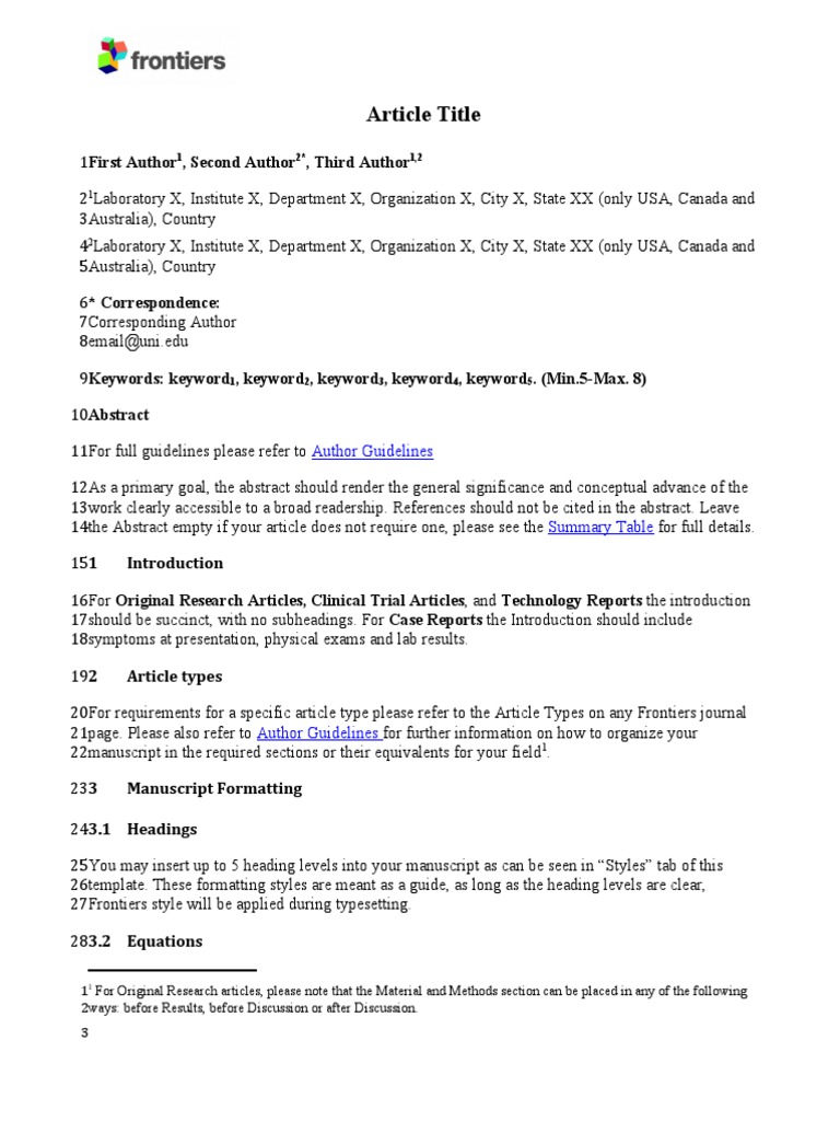 Frontiers Template | PDF | Citation | Science