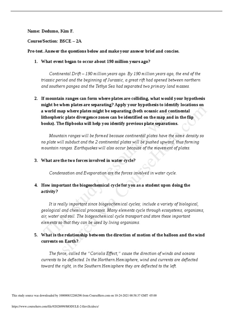 MODULE 2 EnviSci | PDF | Plate Tectonics | Water Cycle