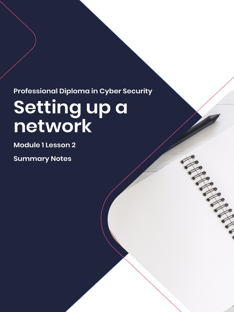 Professional Diploma in Cyber Security Module 1 Lesson 2: Setting up a Small Network Summary ...