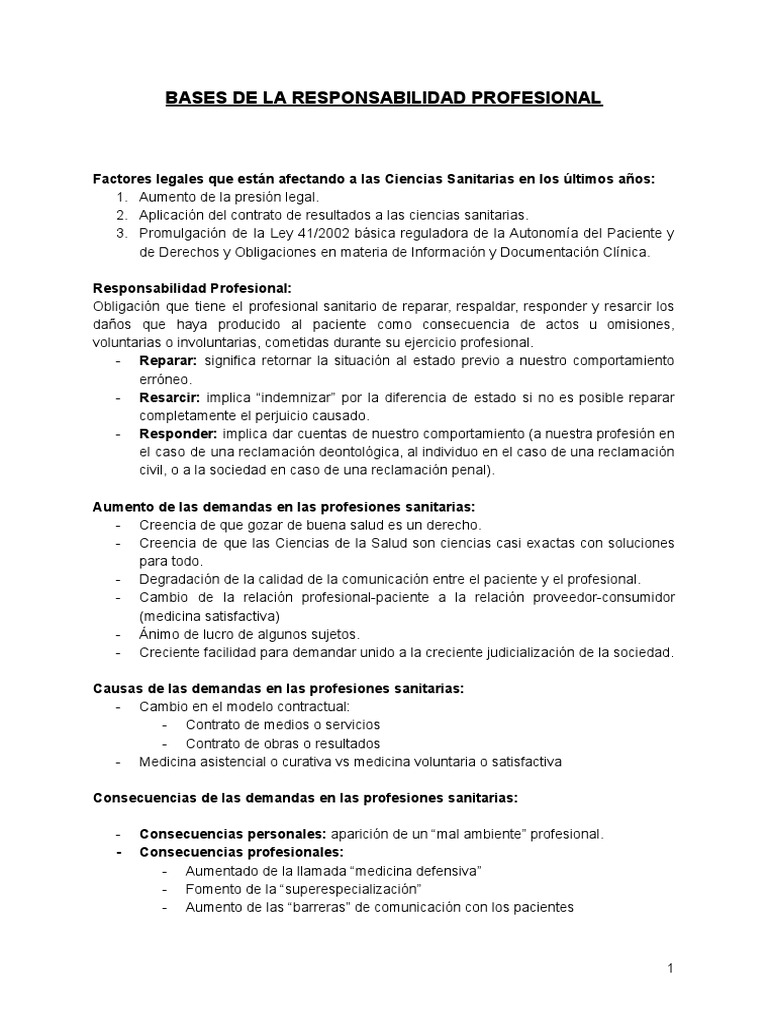 BASES DE LA RESPONSABILIDAD PROFESIONAL - Documentos de Google | PDF ...