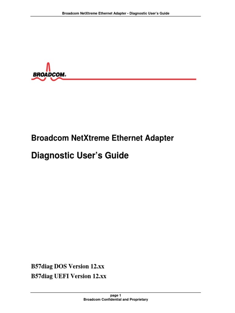 Diagnostic User'S Guide: Broadcom Netxtreme Ethernet Adapter | PDF | Computer Engineering ...