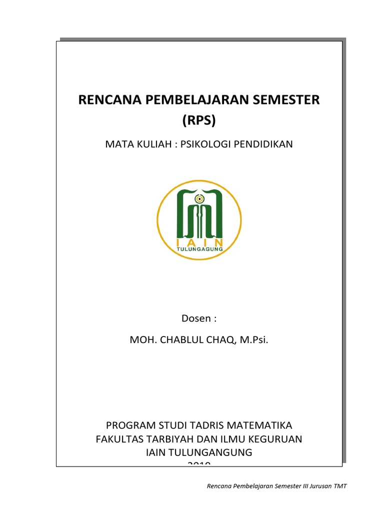 RPS Psikologi Pendidikan IAIN TMT | PDF