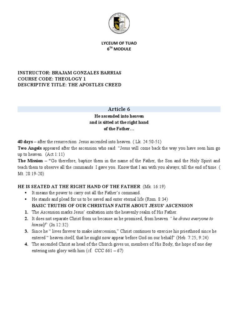 Theo 1 Module 6 | PDF