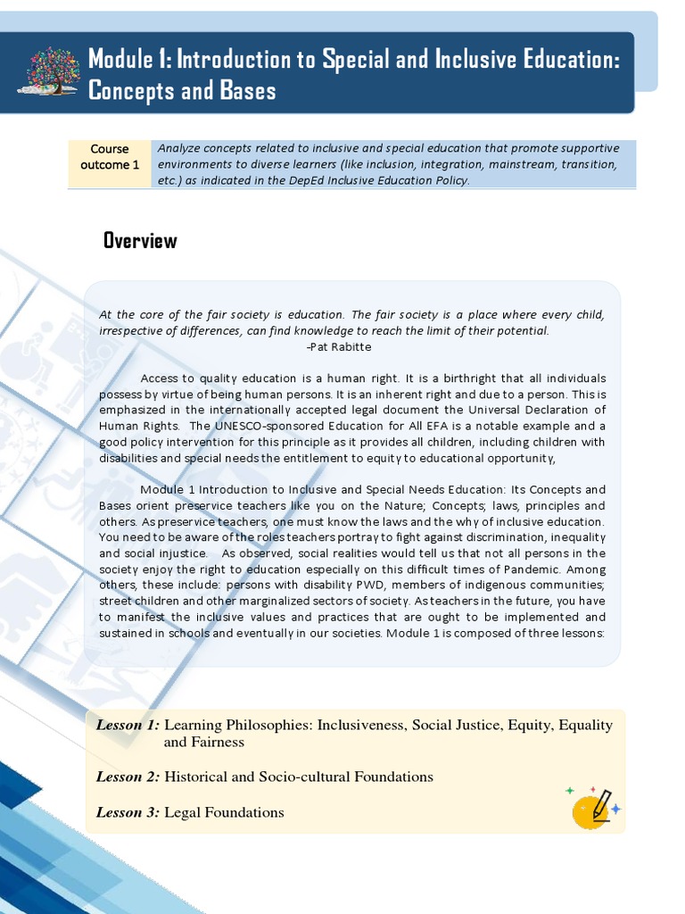 Module 1 Lesson 1 | PDF | Social Equality | Inclusion (Education)
