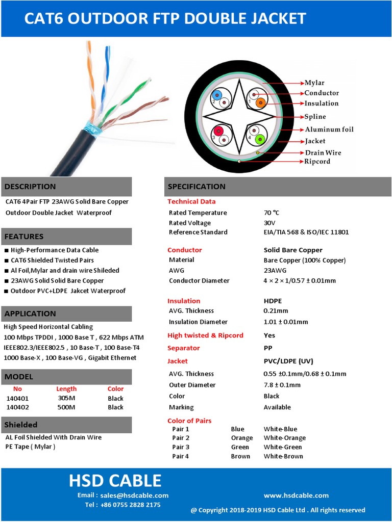Cat6 Outdoor FTP Double Jacket-1 | PDF | Electronics | Electrical ...