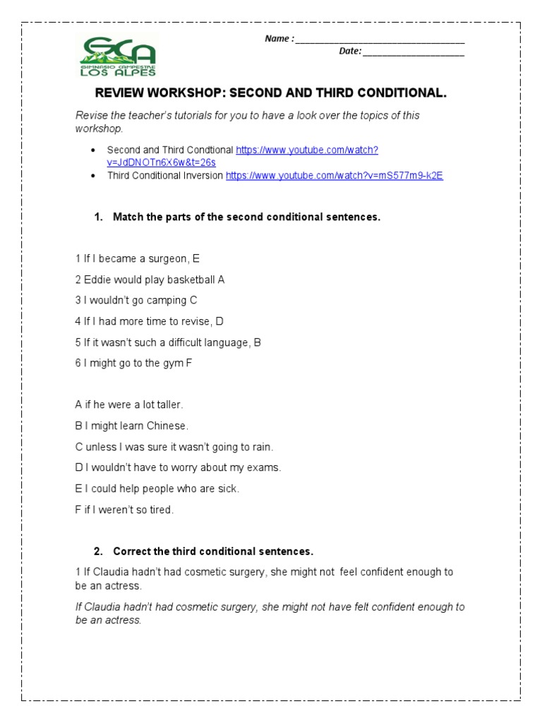 Review Workshop: Second and Third Conditional | PDF | Linguistics