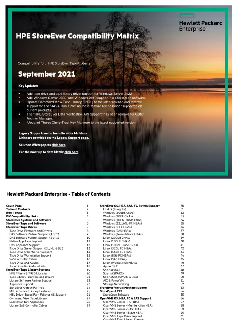 HPE StoreEver Compatibiity Matrix - Septiembre 2021 | PDF | Operating ...