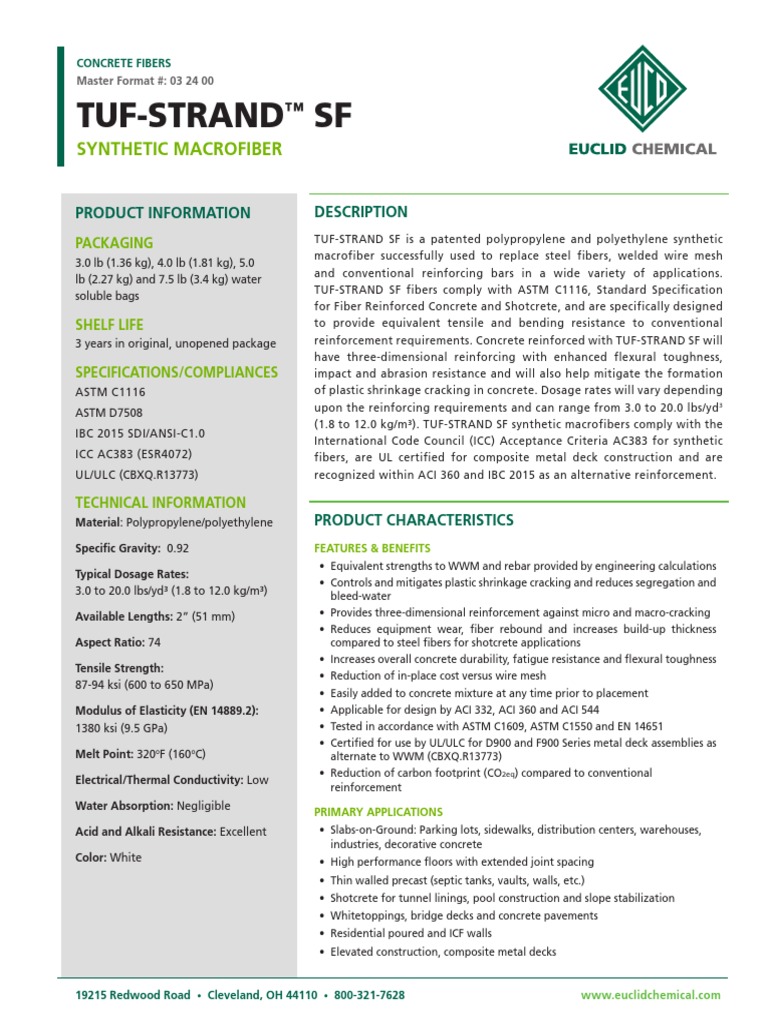 Tuf Strand SF | PDF | Concrete | Composite Material Tuf Strand SF | PDF | Concrete | Composite Material