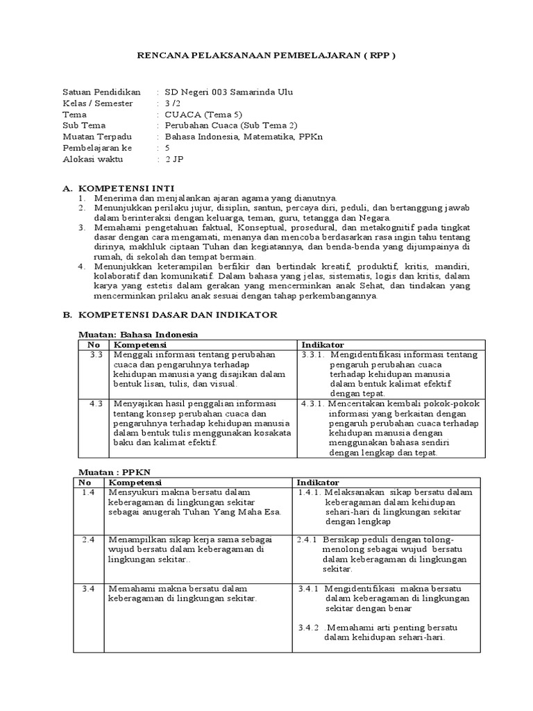 RPP Kls 3 PPL 1 Revisi | PDF