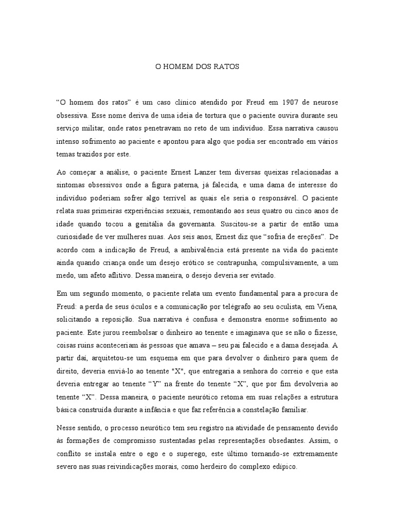 O Homem Dos Ratos | PDF | Sigmund Freud | Psicologia