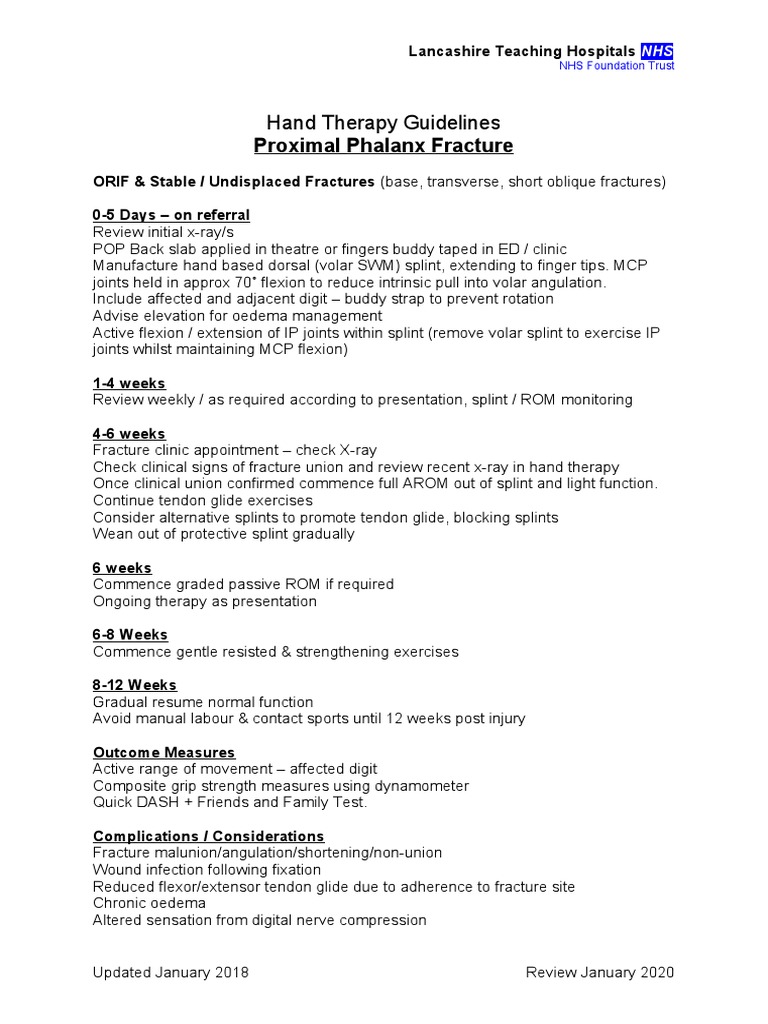Proximal Phalanx Fracture Guideline 2018 | PDF | Hand | Finger