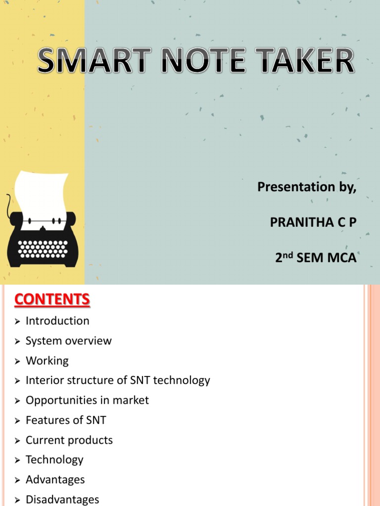 Smart Note Taker Seminar Overview | PDF | Accelerometer | Personal ...