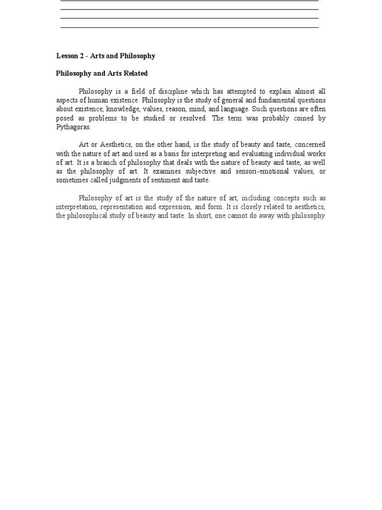 Lesson 2 - Arts and Philosophy Explained | PDF | Beauty | Aesthetics