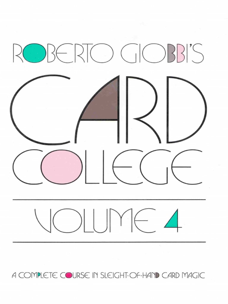 Card College Volume 4 by Roberto Giobbi | PDF | Playing Cards | Magic ...